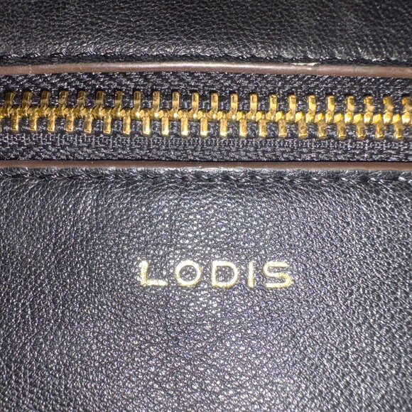 Lodis | Bags | Black Leather Lodis Crossbody With Gold Interior And ...